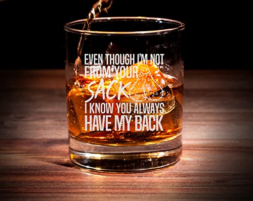 CARVELITA I Know You Always Have My Back Whiskey Glass - 11oz Old Fashion Bourbon Rocks Glass - Bonus Dad Gifts - Step Dad Gifts - Birthday Gifts For Stepdad - Stepdad Gifts - Sarcastic Gifts