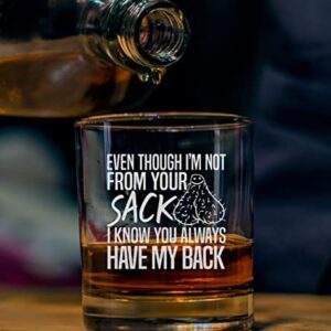 CARVELITA I Know You Always Have My Back Whiskey Glass - 11oz Old Fashion Bourbon Rocks Glass - Bonus Dad Gifts - Step Dad Gifts - Birthday Gifts For Stepdad - Stepdad Gifts - Sarcastic Gifts