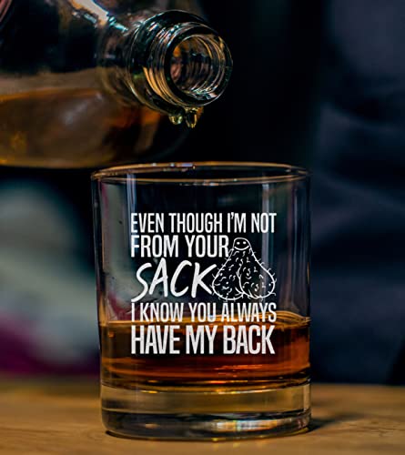 CARVELITA I Know You Always Have My Back Whiskey Glass - 11oz Old Fashion Bourbon Rocks Glass - Bonus Dad Gifts - Step Dad Gifts - Birthday Gifts For Stepdad - Stepdad Gifts - Sarcastic Gifts