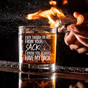 CARVELITA I Know You Always Have My Back Whiskey Glass - 11oz Old Fashion Bourbon Rocks Glass - Bonus Dad Gifts - Step Dad Gifts - Birthday Gifts For Stepdad - Stepdad Gifts - Sarcastic Gifts