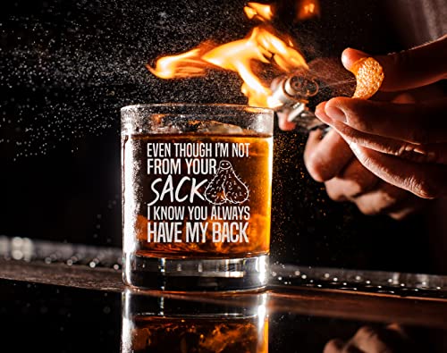 CARVELITA I Know You Always Have My Back Whiskey Glass - 11oz Old Fashion Bourbon Rocks Glass - Bonus Dad Gifts - Step Dad Gifts - Birthday Gifts For Stepdad - Stepdad Gifts - Sarcastic Gifts