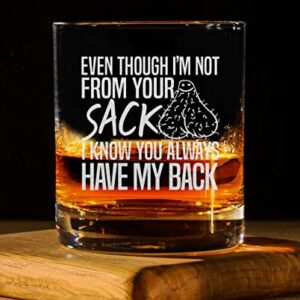 CARVELITA I Know You Always Have My Back Whiskey Glass - 11oz Old Fashion Bourbon Rocks Glass - Bonus Dad Gifts - Step Dad Gifts - Birthday Gifts For Stepdad - Stepdad Gifts - Sarcastic Gifts