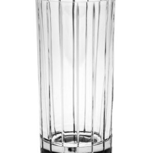 Barski - European Quality Glass- Crystal - Set of 6 - Highball - Hiball Tumblers - 14 oz. - with Classic Clear Striped Design on tumbler - Glasses are Made in Europe