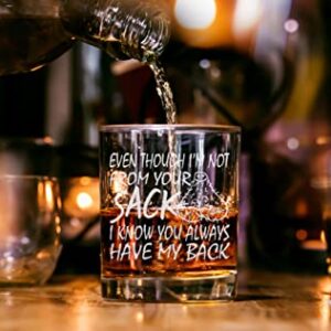 CARVELITA Even Though I'm Not From Your ??? Whiskey Glass - 11oz Old Fashion Bourbon Rocks Glass - Bonus Dad Gifts - Step Dad Gifts - Birthday Gifts For Stepdad - Stepdad Gifts - Sarcastic Gifts