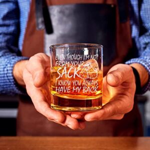 CARVELITA Even Though I'm Not From Your ??? Whiskey Glass - 11oz Old Fashion Bourbon Rocks Glass - Bonus Dad Gifts - Step Dad Gifts - Birthday Gifts For Stepdad - Stepdad Gifts - Sarcastic Gifts