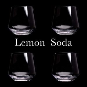 LEMONSODA High-End Double Rocks Glasses (Set of 4) – Lead-Free Crystal – Perfect for Scotch, Bourbon, Old-Fashioned – 400mL Capacity – Gift Box Included.