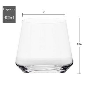 LEMONSODA High-End Double Rocks Glasses (Set of 4) – Lead-Free Crystal – Perfect for Scotch, Bourbon, Old-Fashioned – 400mL Capacity – Gift Box Included.