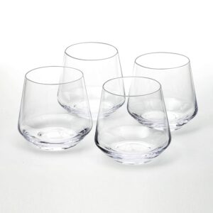 LEMONSODA High-End Double Rocks Glasses (Set of 4) – Lead-Free Crystal – Perfect for Scotch, Bourbon, Old-Fashioned – 400mL Capacity – Gift Box Included.