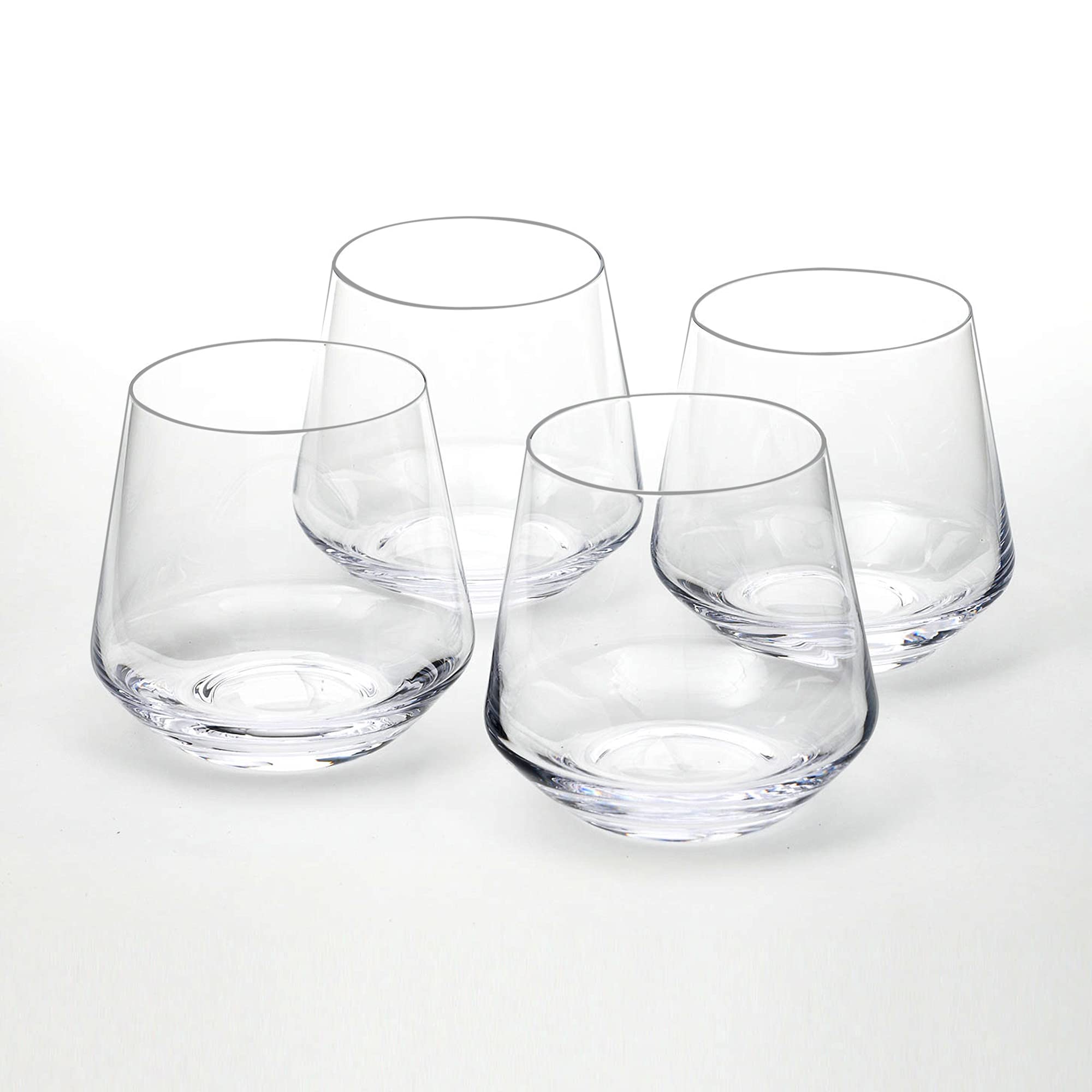 LEMONSODA High-End Double Rocks Glasses (Set of 4) – Lead-Free Crystal – Perfect for Scotch, Bourbon, Old-Fashioned – 400mL Capacity – Gift Box Included.