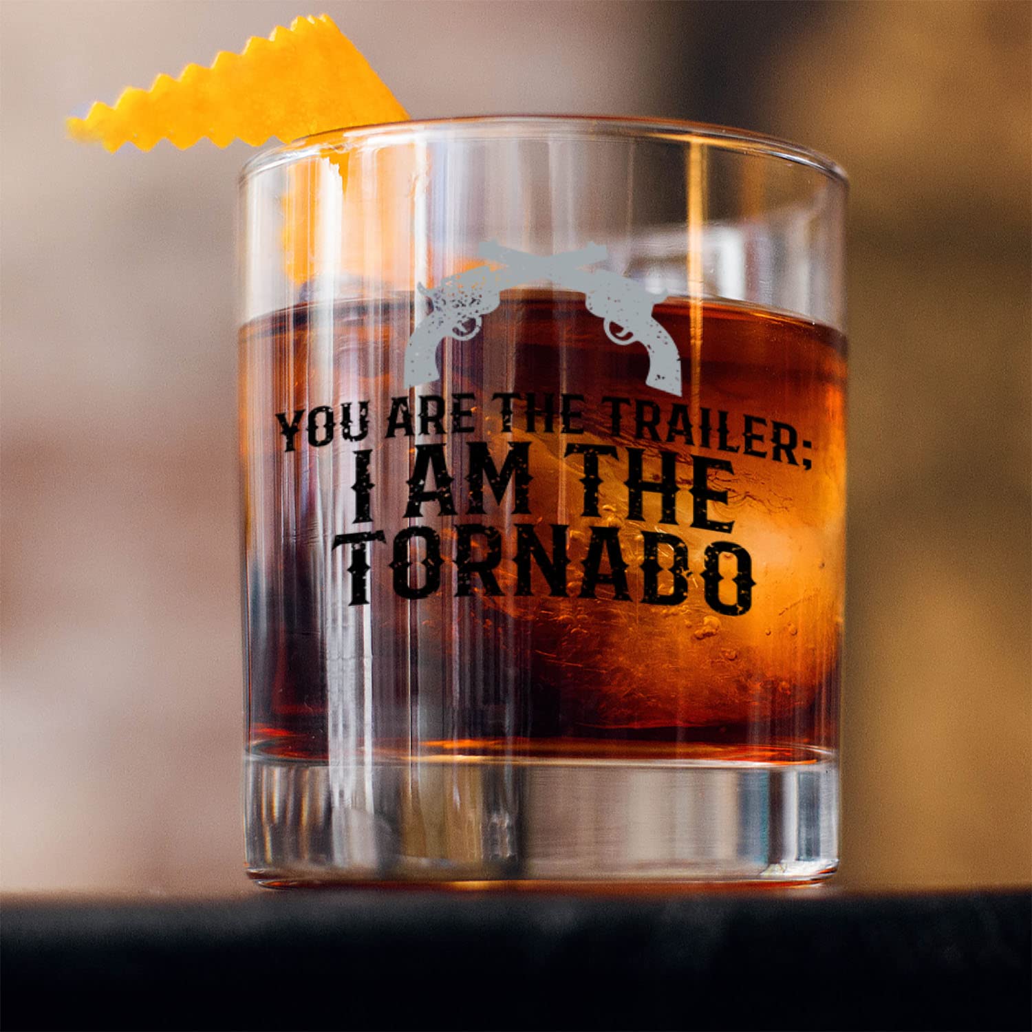 Toasted Tales I Am the Tornado | Old Fashioned Whiskey Glass Tumbler 11 oz. | Rocks Barware For Scotch, Bourbon, Liquor and Cocktail Drinks | Quality Chip Resistant Home Bar Whiskey Gift