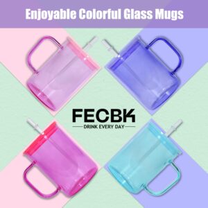 FECBK 25 Pack Sublimation Double Wall Glass Blanks with Bamboo Lids and Straws 20oz Sublimation Snow Globe Tumbler Clear Pre Drilled Beer Can Glass Cup for Iced Coffee, Juice, Soda, DIY Snow Globe