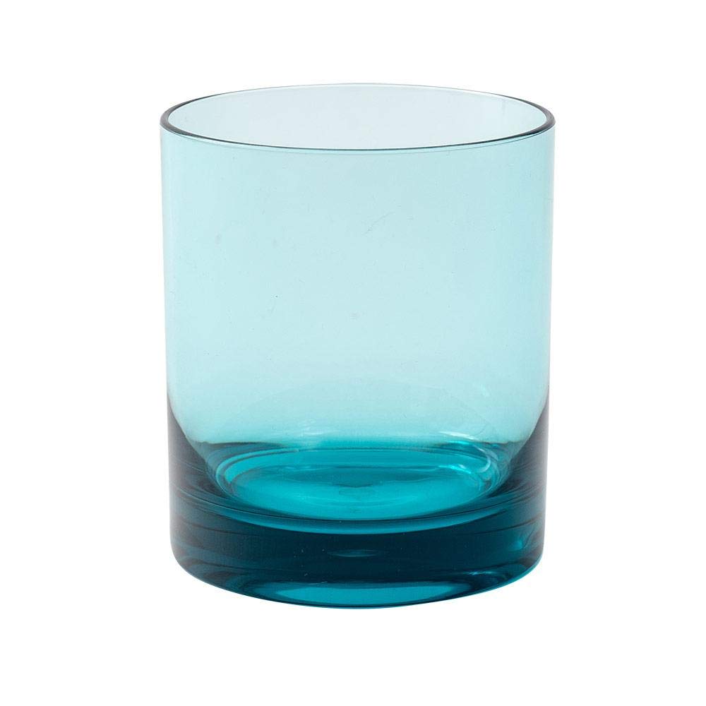 Caspari Acrylic 14oz On the Rocks Highball Glass in Turquoise - Set of 4