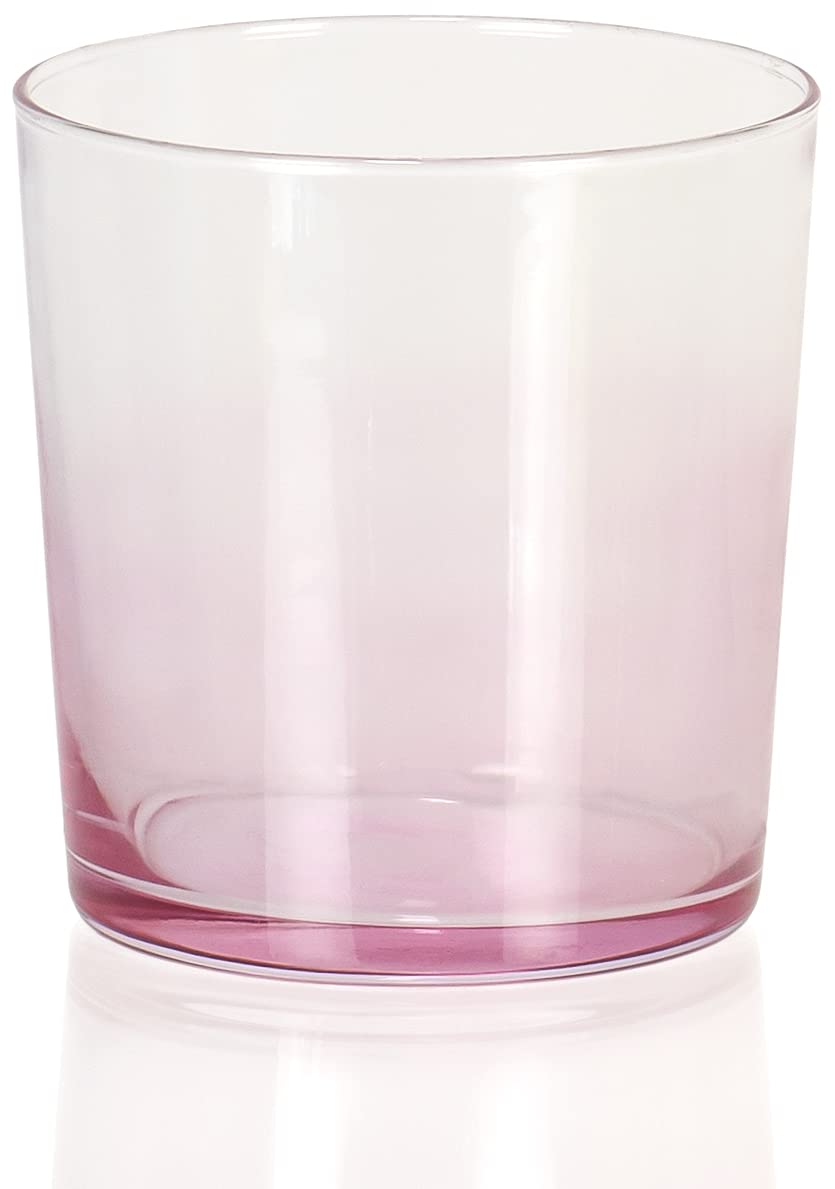 Red Co. Set of 6 Clear 11.75 Oz Rocks Lowball Glasses with Fading Multicolor Bases