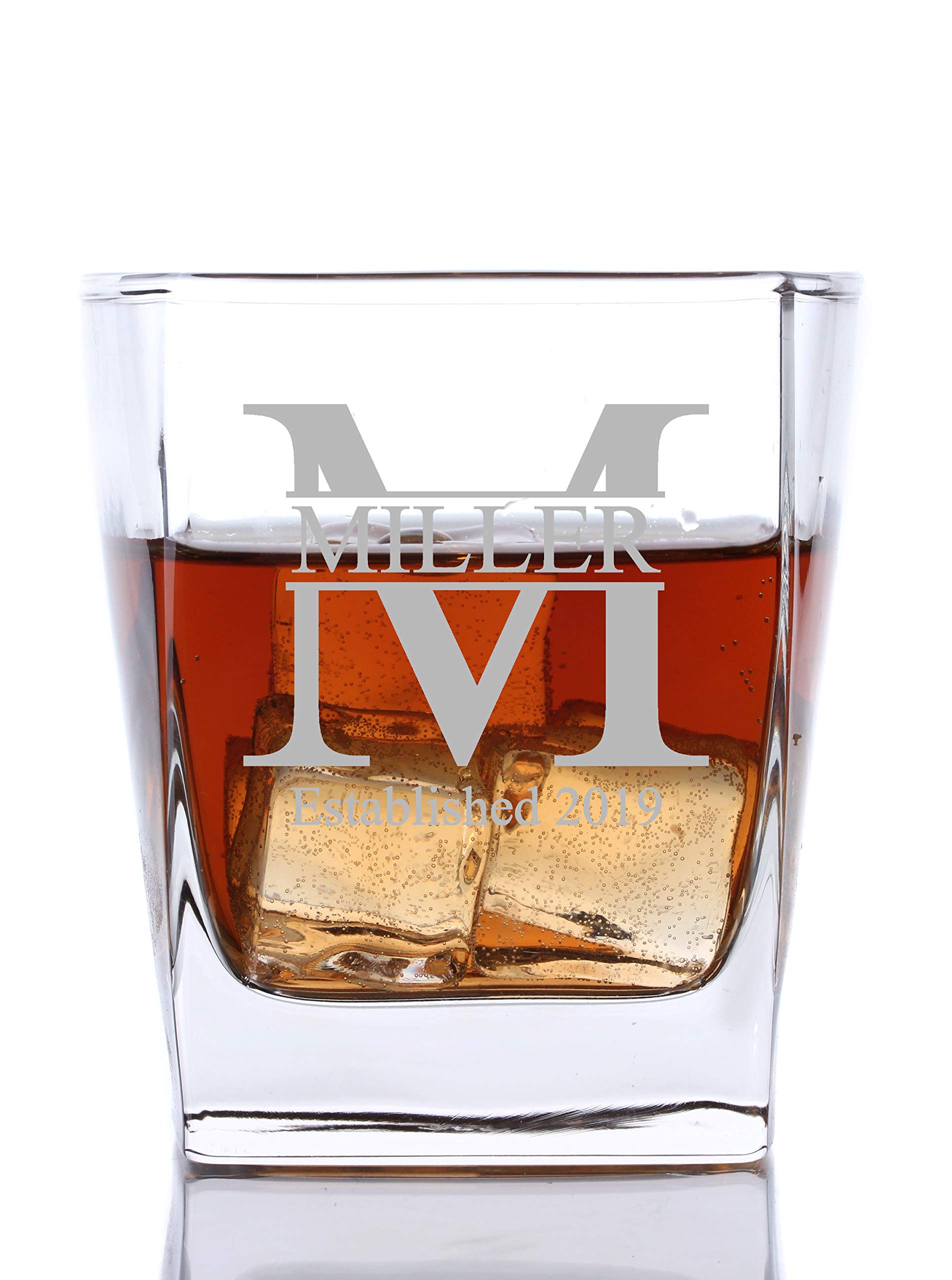 Personalized Cube Rocks Whiskey Glass | Groomsmen or Groomsman Gift Idea