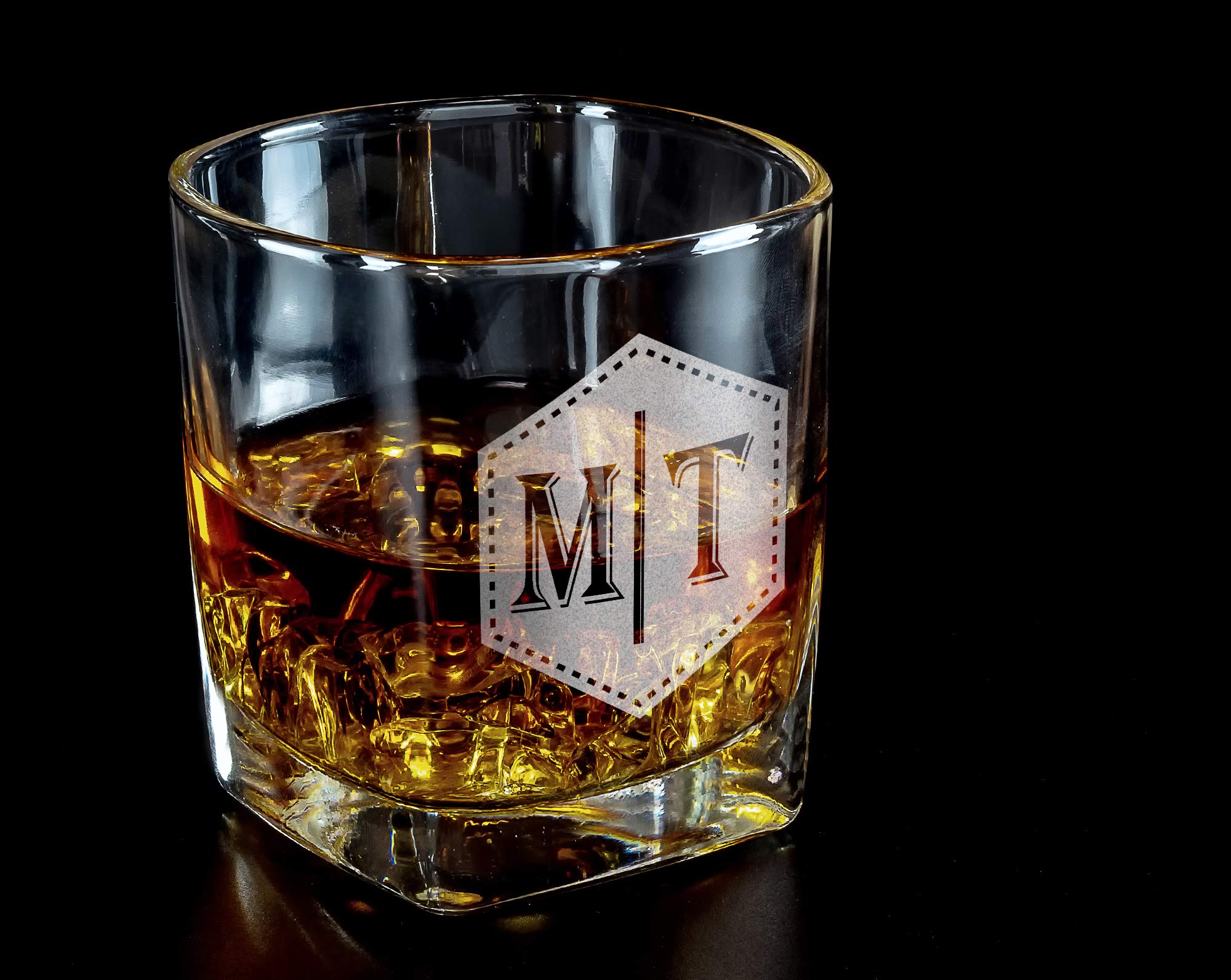 Custom Whiskey Monogram Wreathe Bourbon Rock Glasses Engraved Scotch Glass for Dad Birthday Fathers Day Gift Groomsmen Husband Wedding Gifts for Her