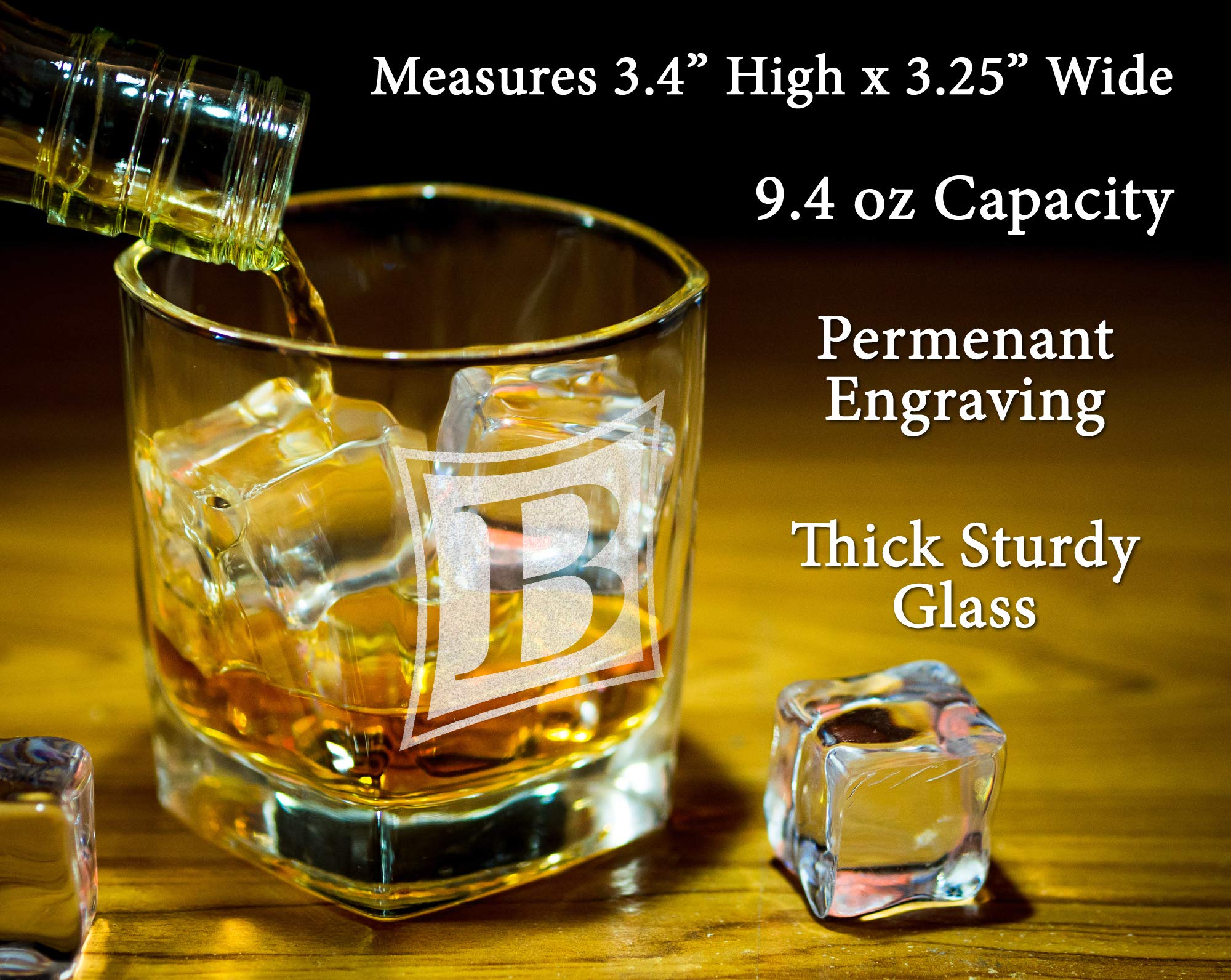 Custom Whiskey Monogram Wreathe Bourbon Rock Glasses Engraved Scotch Glass for Dad Birthday Fathers Day Gift Groomsmen Husband Wedding Gifts for Her