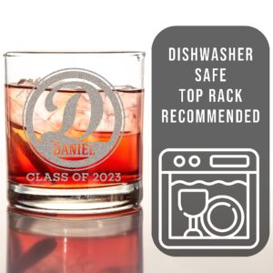 Personalized Etched 11oz Whiskey Glass - Custom Engraved Bourbon Christmas Gifts for Men, Dad Scotch Drinking Birthday Glasses, Groomsmen, Liquor Cocktail Rocks Old Fashioned, Bratton Monogram