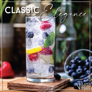 Vikko Water Glasses, Set of 6 Drinking Glasses, Thick and Durable Tumbler, 10 Ounce Tall Kitchen Glasses, Dishwasher Safe Highball Glass Tumbler, Heavy Duty Cups