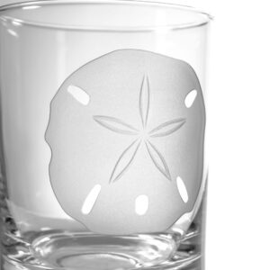 Rolf Glass Sand Dollar Double Old Fashioned Glass 13 ounce | Whiskey Glass Set of 4 | Lead-Free Glass | Etched Tumbler Glasses | Proudly Made in the USA