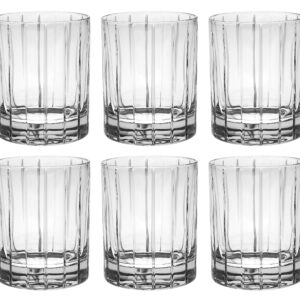 Barski - European Quality Glass - Crystal - Set of 6 - Double Old Fashioned Tumblers - DOF - 13 oz. - with Classic Clear Striped Design - Glasses are Made in Europe