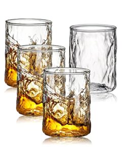 zhmtang premium glass beer whiskey cups set of 4 borosilicate drinking glasses for iced coffee cold drinks elegant look glassware for beer and whiskey enthusiasts