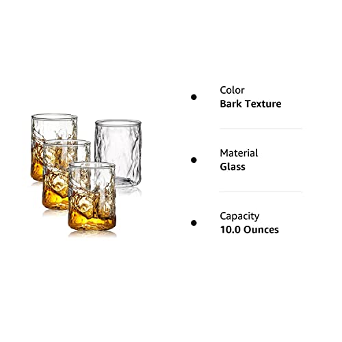 ZHMTang Premium Glass Beer Whiskey Cups Set of 4 Borosilicate Drinking Glasses for Iced coffee Cold Drinks Elegant Look Glassware for Beer and Whiskey Enthusiasts