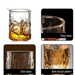 ZHMTang Premium Glass Beer Whiskey Cups Set of 4 Borosilicate Drinking Glasses for Iced coffee Cold Drinks Elegant Look Glassware for Beer and Whiskey Enthusiasts