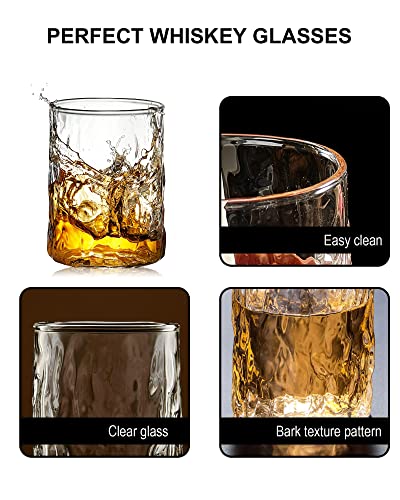 ZHMTang Premium Glass Beer Whiskey Cups Set of 4 Borosilicate Drinking Glasses for Iced coffee Cold Drinks Elegant Look Glassware for Beer and Whiskey Enthusiasts