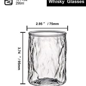 ZHMTang Premium Glass Beer Whiskey Cups Set of 4 Borosilicate Drinking Glasses for Iced coffee Cold Drinks Elegant Look Glassware for Beer and Whiskey Enthusiasts