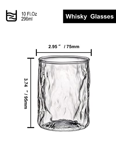 ZHMTang Premium Glass Beer Whiskey Cups Set of 4 Borosilicate Drinking Glasses for Iced coffee Cold Drinks Elegant Look Glassware for Beer and Whiskey Enthusiasts