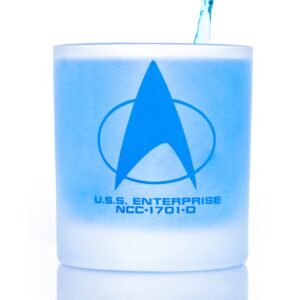 star trek the next generation command badge etched rocks whiskey glass - officially licensed, premium quality, handcrafted glassware, 11oz - perfect collectible gift for series lovers & special events