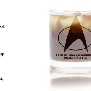 STAR TREK The Next Generation Command Badge Etched Rocks Whiskey Glass - Officially Licensed, Premium Quality, Handcrafted Glassware, 11oz - Perfect Collectible Gift for Series Lovers & Special Events