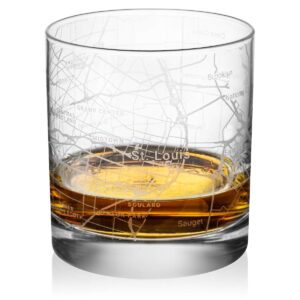 rocks whiskey old fashioned 11oz glass urban city map st. louis missouri