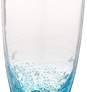 Abbott Collection Fish Cut Glass High Ball, Blue