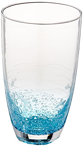 Abbott Collection Fish Cut Glass High Ball, Blue