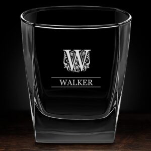 Maverton Whiskey glass set for man - Personalized Tumblers for whiskey - Drinking glass cups - Set of 6 glasses for him - Customized whisky gift for Birthday - Glassware - MONOGRAM