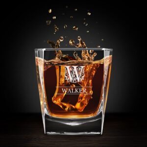 Maverton Whiskey glass set for man - Personalized Tumblers for whiskey - Drinking glass cups - Set of 6 glasses for him - Customized whisky gift for Birthday - Glassware - MONOGRAM