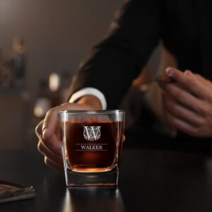 Maverton Whiskey glass set for man - Personalized Tumblers for whiskey - Drinking glass cups - Set of 6 glasses for him - Customized whisky gift for Birthday - Glassware - MONOGRAM