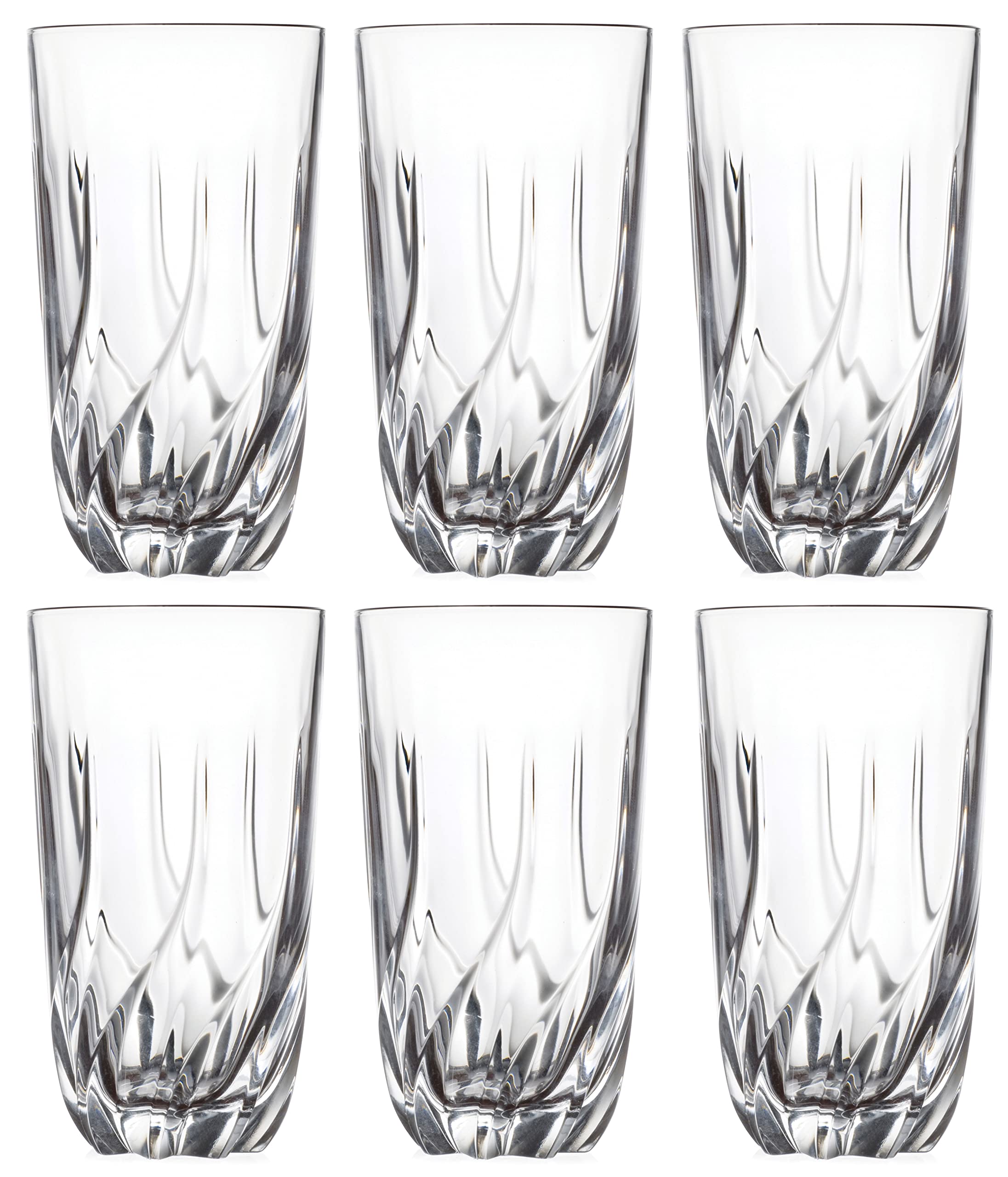 Barski Highball - Glass Tumbler - Set of 6 - Hiball Glasses - Crystal Glass - Beautiful Design - Drinking Tumblers - for Water, Juice, Wine, Beer and Cocktails - 15.75 oz Made in Europe