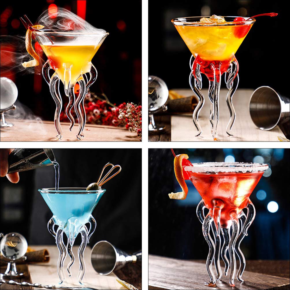 Cabilock Cocktail Drinking Cup 2pcs glass mug octopus cocktail glasses martini glasses glass goblet for aperitif bar pub martini highball glasses glasses disposable champagne glasses Glass Cups