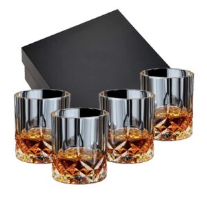 Lancuthek Old Fashioned Whiskey Glasses - 10 Oz Barware for Scotch, Bourbon, Liquor and Cocktail Drinks - Set of 4