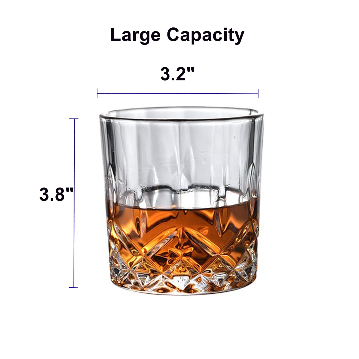 Lancuthek Old Fashioned Whiskey Glasses - 10 Oz Barware for Scotch, Bourbon, Liquor and Cocktail Drinks - Set of 4