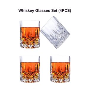 Lancuthek Old Fashioned Whiskey Glasses - 10 Oz Barware for Scotch, Bourbon, Liquor and Cocktail Drinks - Set of 4