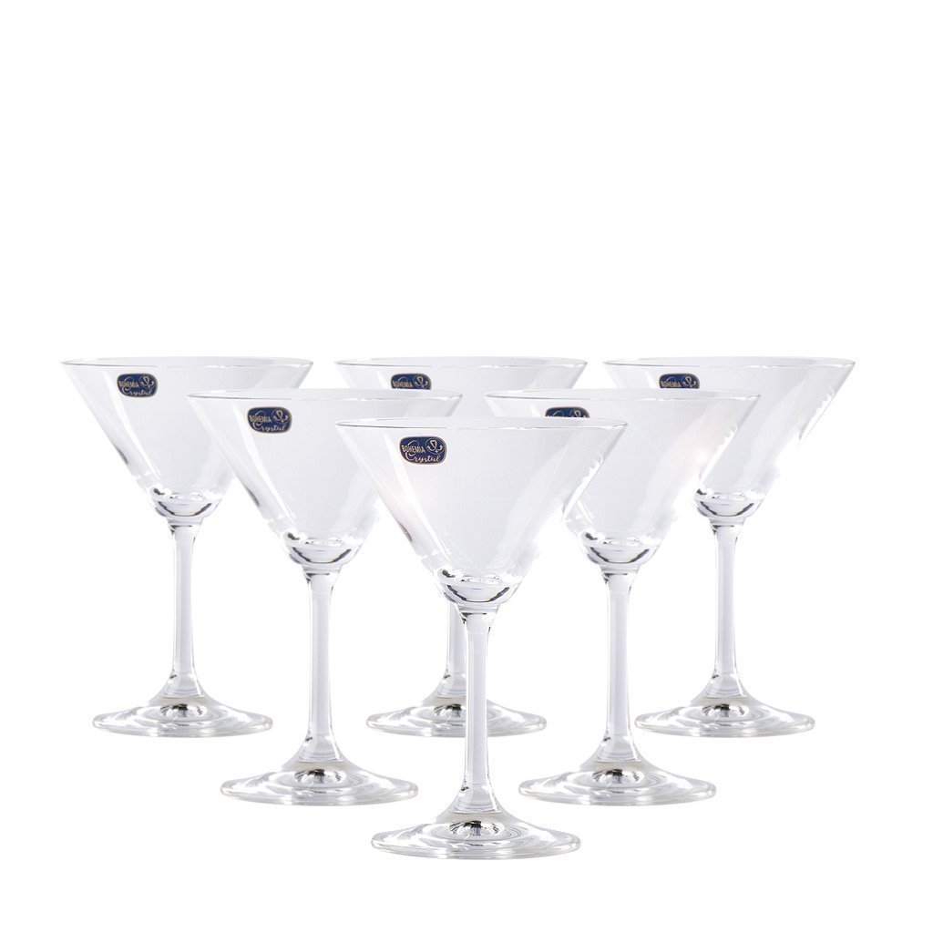 Crystalex Martini Glasses Set of 6, Hand-blown Crystal Cocktail Glass For Espresso, Cosmopolitan, Manhattan, Gimlet, Cocktail Party, Stemless 100% Lead-Free Glassware (7 Oz)