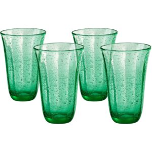 artland savannah green bubble glass 18 ounce highball tumbler, set of 4