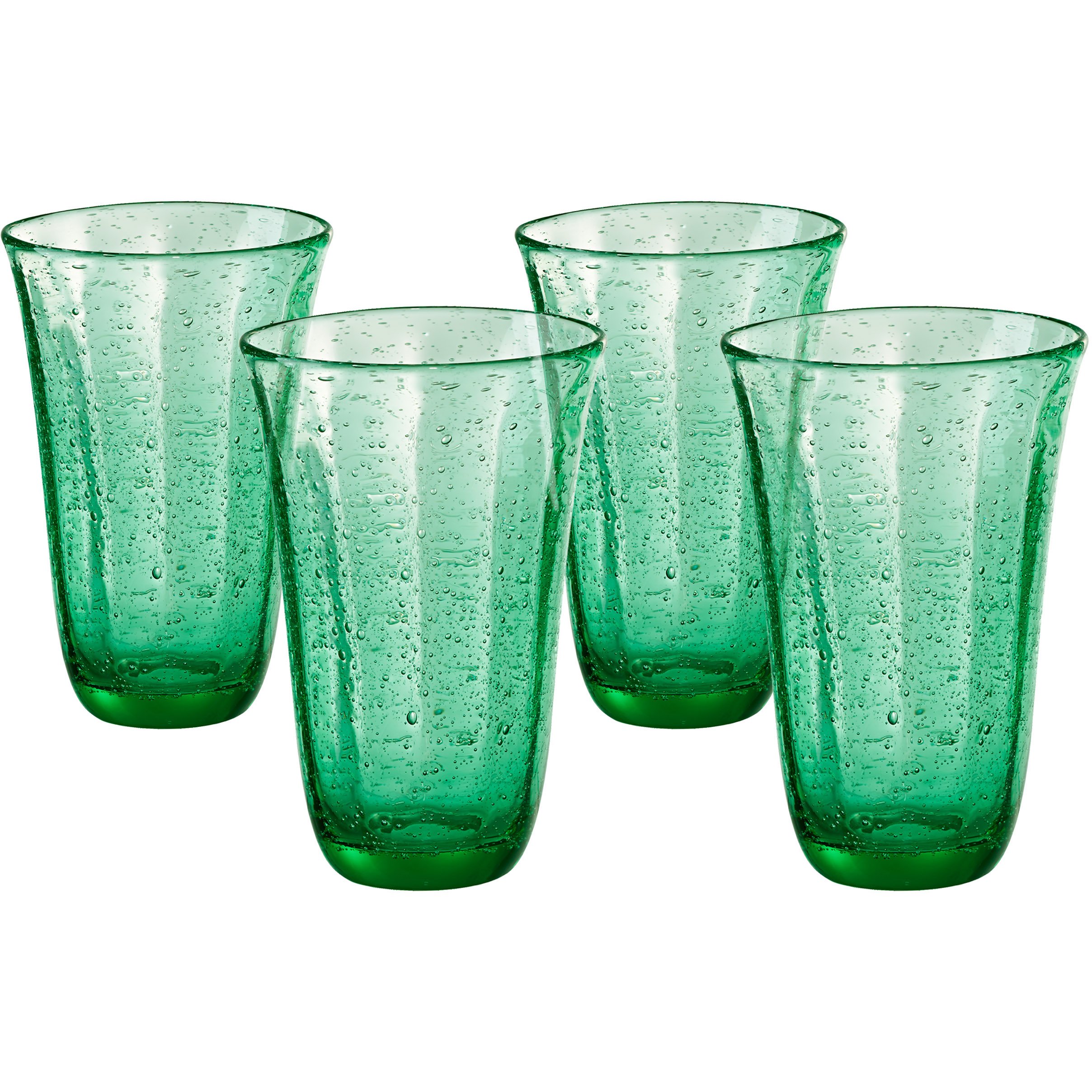 ARTLAND Savannah Green Bubble Glass 18 Ounce Highball Tumbler, Set of 4