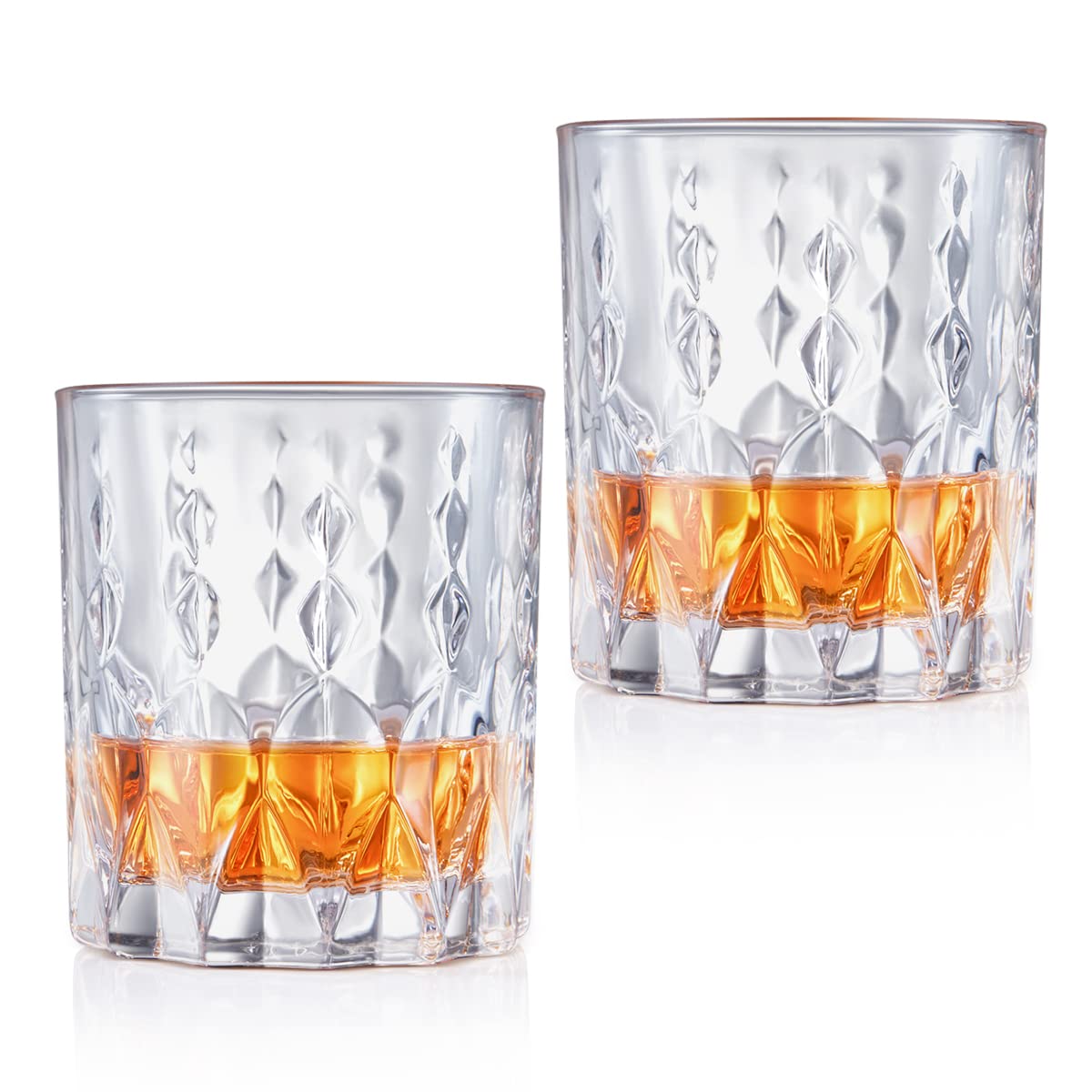 ANBFF Whiskey Rocks Glasses Set of 2, Bourbon Glass, 10 Oz Premium Crystal Old Fashioned Glass Tumbler, Bar Glasses for Drinking Scotch, Cocktail, Tequila, Cognac, Rum