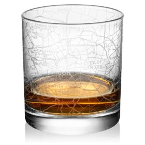 rocks whiskey old fashioned 11oz glass urban city map london uk united kingdom