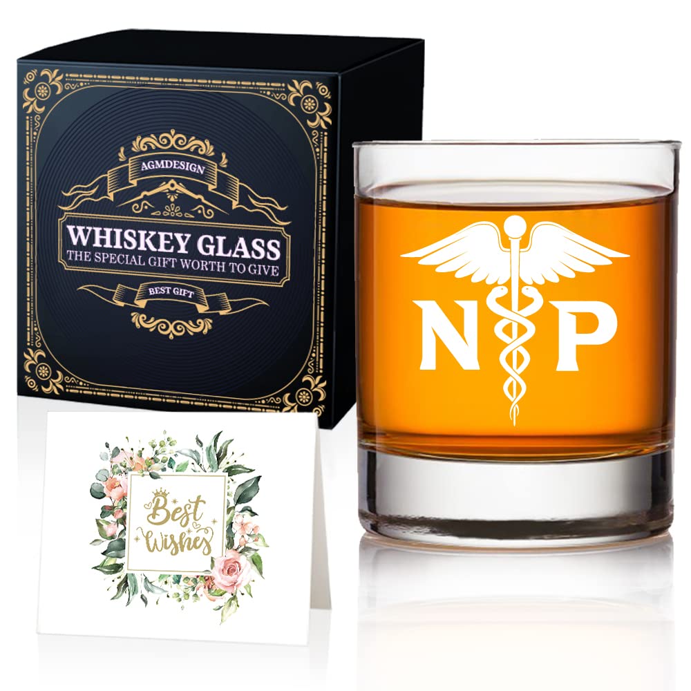 AGMDESIGN Funny Double sided Good Day Bad Day Don't Even Ask NP Registered Nurse Whiskey Glasses Gift Box , Registered Nurse Graduate Gift, Great Gift for Nurses, ARNP NP or Nursing Graduation