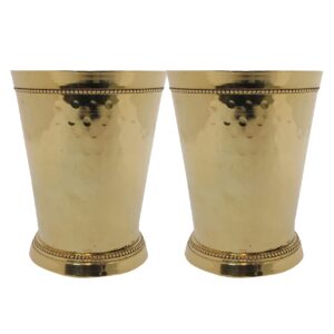 Bona fide 2 pieces brass goblet hammered design,Premium Goblet Champagne Flutes Coupes Wine drinking Glass,tumbler cups for water juice milk beer ice tea set of 2 pieces brass chalice cup 360 ml each